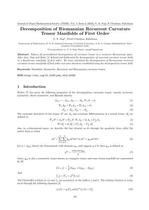 pdf decomposition of riemannian recurrent curvature tensor manifolds