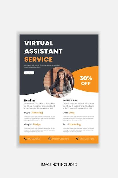 Premium Vector Virtual Assistant Services Flyer Design Template