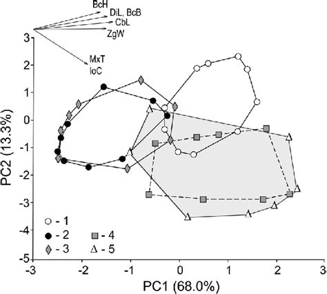 Bivariate Plot Of Five Glis Populations Onto The First Two Principal Download Scientific