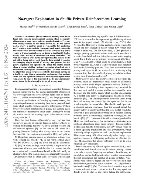 Pdf No Regret Exploration In Shuffle Private Reinforcement Learning