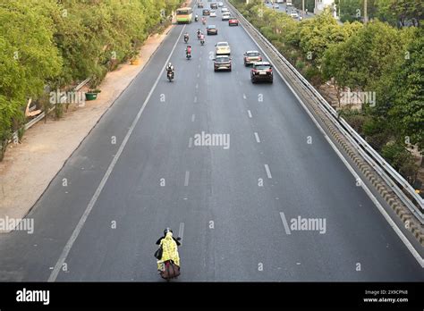 Showcase The Six Lane Highway Stretching Into The Distance Highlighting The Smooth Flow Of