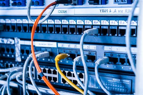 Detail Of Server Room With Bunch Ethernet Cables At The Back Of Stock Image Image Of Port