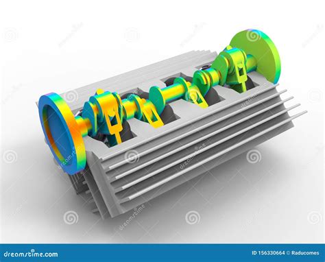 3d Render 4 Cylinder Crank Finite Element Analysis Stock Illustration 3d Render 4 Cylinder Crank Finite Element Analysis Stock Illustration
