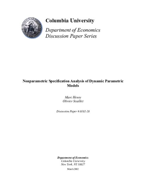 Pdf Nonparametric Specification Analysis Of Dynamic Parametric Models