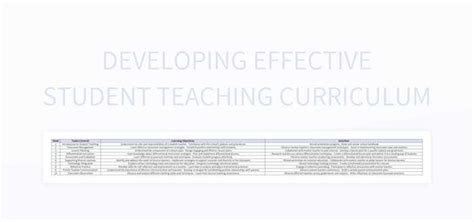 Developing Effective Babe Teaching Curriculum Excel Template Free Download Pikbest