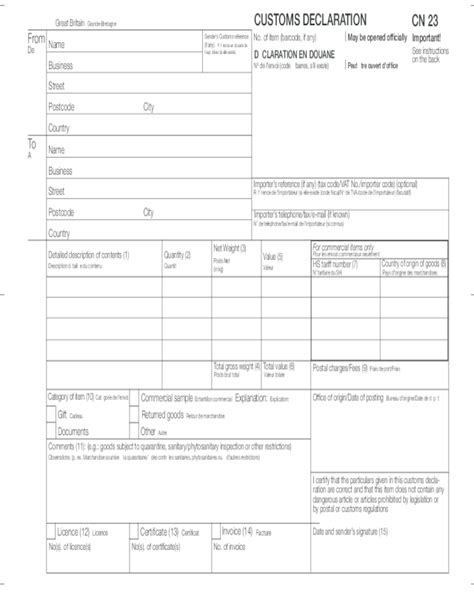 Customs Declaration Form Fill Out And Sign Printable Pdf Hot Sex Picture