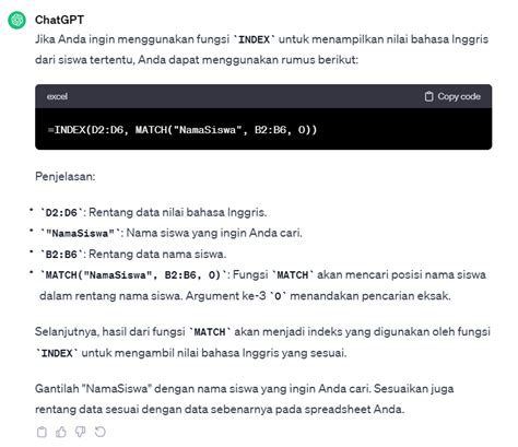 Yuk Belajar Rumus Index Excel Dengan Ai Chatgpt