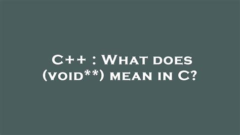 c what does void mean in c youtube