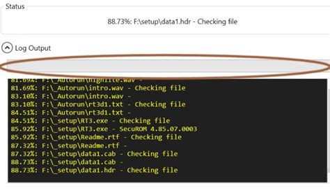 [info] what is the bar above the log output and below the status