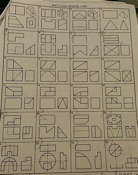 Solved Sketching Missing Lines 1o 13 14 20 24 23