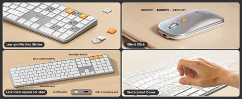Protoarc Backlit Bluetooth Keyboard And Mouse For Mac Km100 A Multi Device Wireless