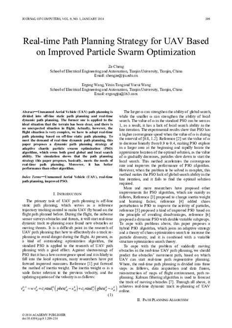 Pdf Real Time Path Planning Strategy For Uav Based On Improved Particle Swarm Optimization