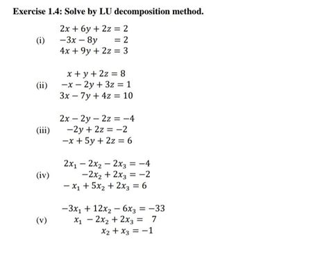 Solved Exercise 1 4 Solve By Lu Decomposition Method