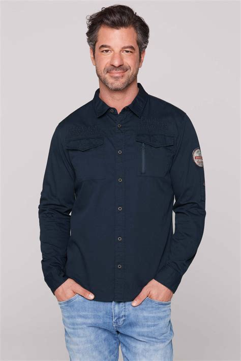 Camp David And Soccx Strukturiertes Cargohemd Mit Logo Stickereien Deep