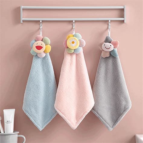 Badu Bg Карикатура Слънчево цвете Кърпа за ръце Удебелена коралова кадифена Детска носна