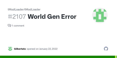 World Gen Error · Issue 2107 · Tmodloadertmodloader · Github