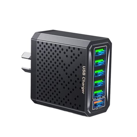 6포트 다기능 급속 충전 Usb 여행용 충전기 전원 어댑터 모델 검정색 Au 플러그