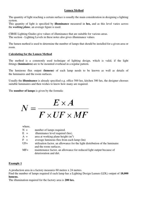 Lumen Method Pdf Lighting Light