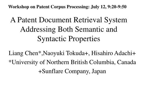 Ppt A Patent Document Retrieval System Addressing Both Semantic And
