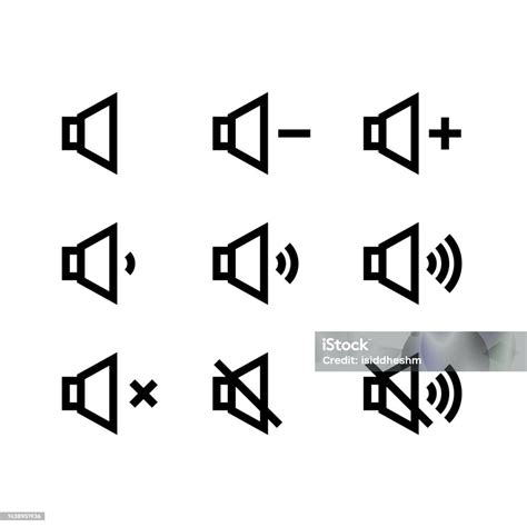 스피커 사운드 음악 볼륨 버튼 벡터 아이콘은 흰색 배경에 격리된 라인 스타일 디자인입니다 편집 가능한 획 음소거 버튼에 대한 스톡 벡터 아트 및 기타 이미지 Istock