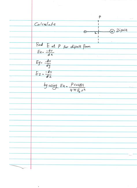 Solved Calculate Find E At P For Dipole From Ex Dv Dx Ey Chegg Com