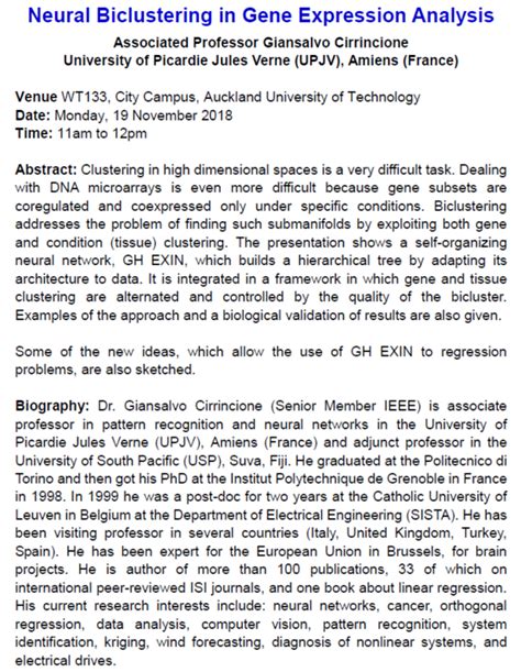 Neural Biclustering In Gene Expression Analysis By Aprof Giansalvo
