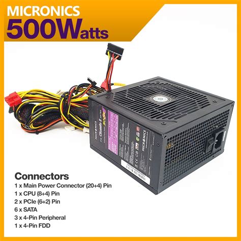 Real True Rated 500w 600w With Gpu 8 Pin 6 Pin Power Supply Psu Zalman Micronics Fsp