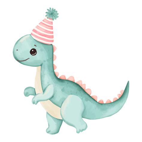 Dinosaur Wearing Birthday Hat