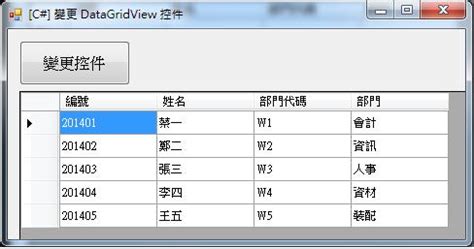楓花雪岳 C 變更 DataGridView 控件