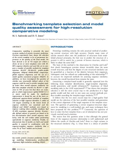 Pdf Benchmarking Template Selection And Model Quality Assessment For High Resolution