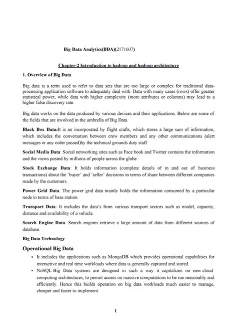 Big Data Analytics Chapter Introduction To Hadoop And Hadoop Architecture Studocu