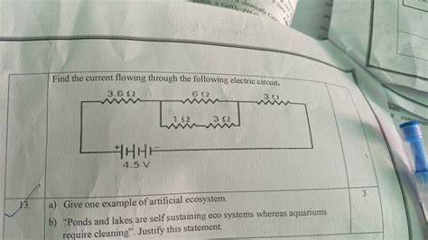 find the current flowing through the following electric circuit 13 a g