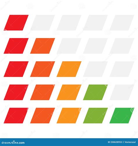 5 step simple progress level indicator with color code progression