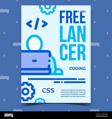 Freelancer Coding Bright Advertising Banner Vector Stock Vector Image And Art Alamy