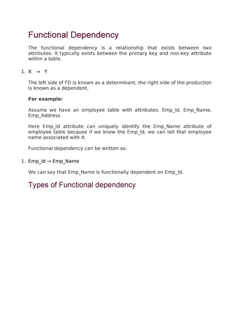 Functional Dependencies Functional Dependency The Functional Dependency Is A Relationship