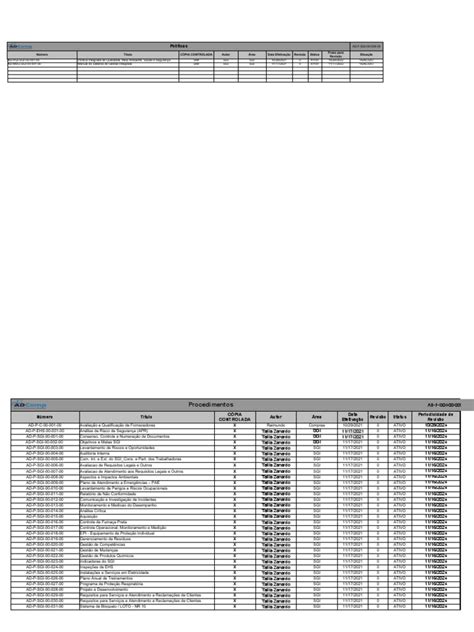 Ad F Sgi 00 009 00 Controle De Documentos Lista Mestra Editável Pdf