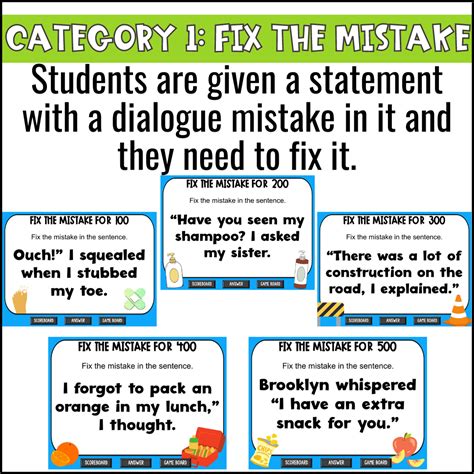 Dialogue Game Show Grammar Test Prep Dialogue And Quotation Marks Review Game Fun In 5th