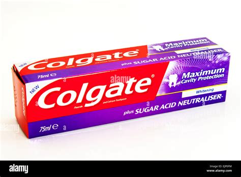 Colgate Toothpaste Box Cavity Protection 75ml Container Isolated Cutout Cut Out White Background