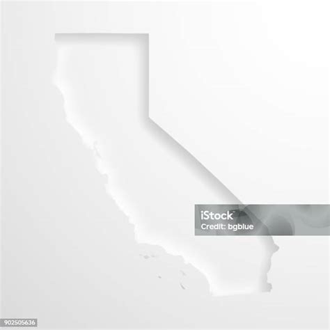 캘리포니아 지도 빈 배경에 양각된 종이 효과 캘리포니아에 대한 스톡 벡터 아트 및 기타 이미지 캘리포니아 3차원 형태
