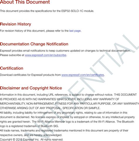 Espressif Systems Esp32solo1c Wifi Andbluetooth Module User Manual