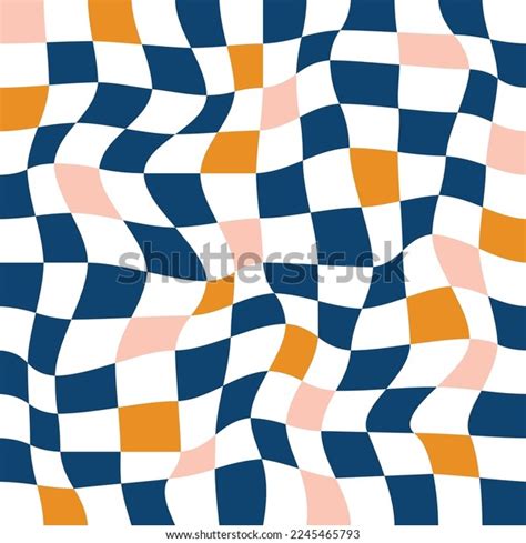 Retro Groovy Wavy Psychedelic Checkerboard Seamless Stock Vector