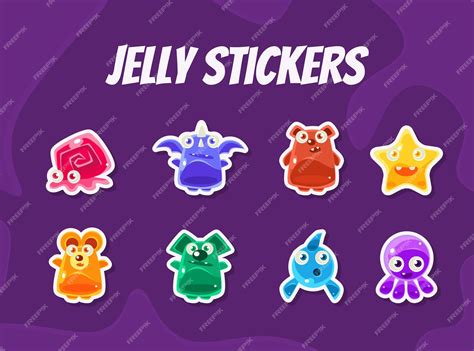 Premium Vector Cute Funny Jelly Monsters Stickers Collection Funny