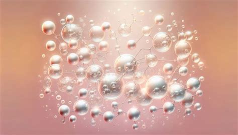 Abstract Cluster Of Interconnected Molecules With Glossy Spheres And Glowing Accents Stock