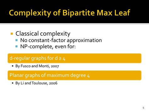 Ppt Fixed Parameter Complexity Of The Maximum Leaf Weight Spanning Tree Problem Powerpoint