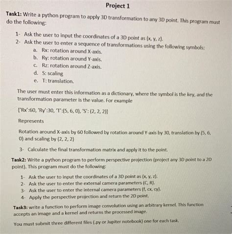 Project Task Write A Python Program To Apply D Chegg