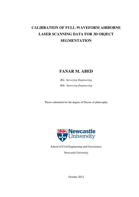 Pdf Calibration Of Full Waveform Airborne Laser Scanning Data For 3d Object Segmentation