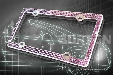Purchase Bling 3 Rows Purple A Type Cap Real Crystal Embedded Chrome License Plate Frame In