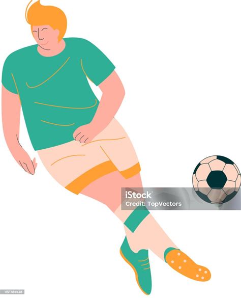 공을가지고 노는 남자 축구 선수 스포츠 유니폼 벡터 일러스트 레이 션의 축구 선수 문자 축구 선수에 대한 스톡 벡터 아트 및 기타 이미지 축구 선수 경쟁 골인