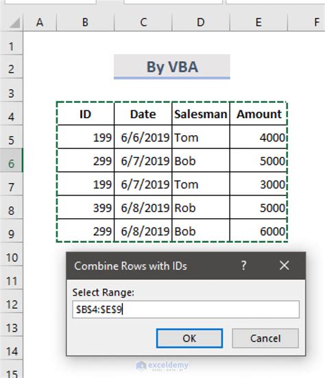 Excel Combine Rows With Same Id 3 Quick Methods