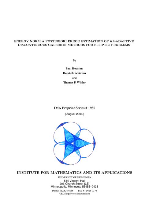 Pdf Energy Norm A Posteriori Error Estimation For Hp Adaptive